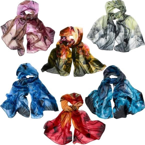 Accessories | 6 Pcs Scarves Lightweight Silk Floral Print Pattern Scarf ...